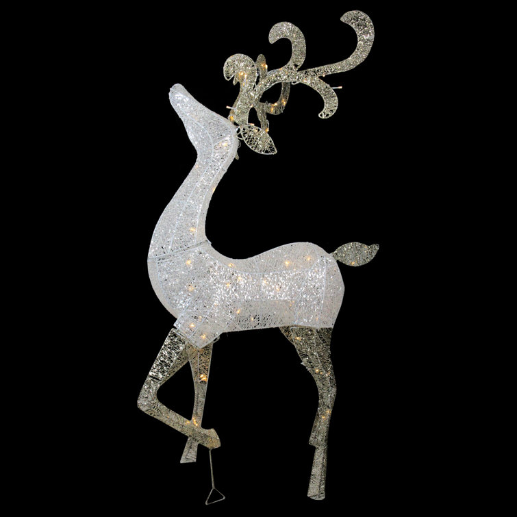 Northlight 52" LED Lighted Silver and Gold Glitter Drenched Reindeer Christmas Yard Decoration ...